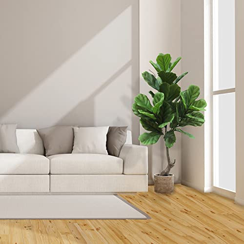 Melli Welli Artificial Fiddle Leaf Fig Tree 4.1FT Tall Fake Fiddle Leaf Fig Plant Faux Tree in Pot Ficus Tree for Home Decor Indoor Outdoor Office Living Room Bathroom Corner