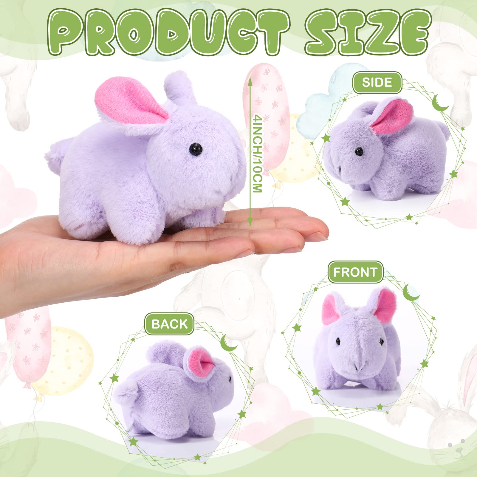 Sratte 16 Pcs Easter Bunny Stuffed Animal Bulk 4.7 Inch Small Plush Rabbit Keychains Detachable Bunny Party Favors Plushies Gifts for Birthday Baby Shower Easter Basket Stuffers Decorations