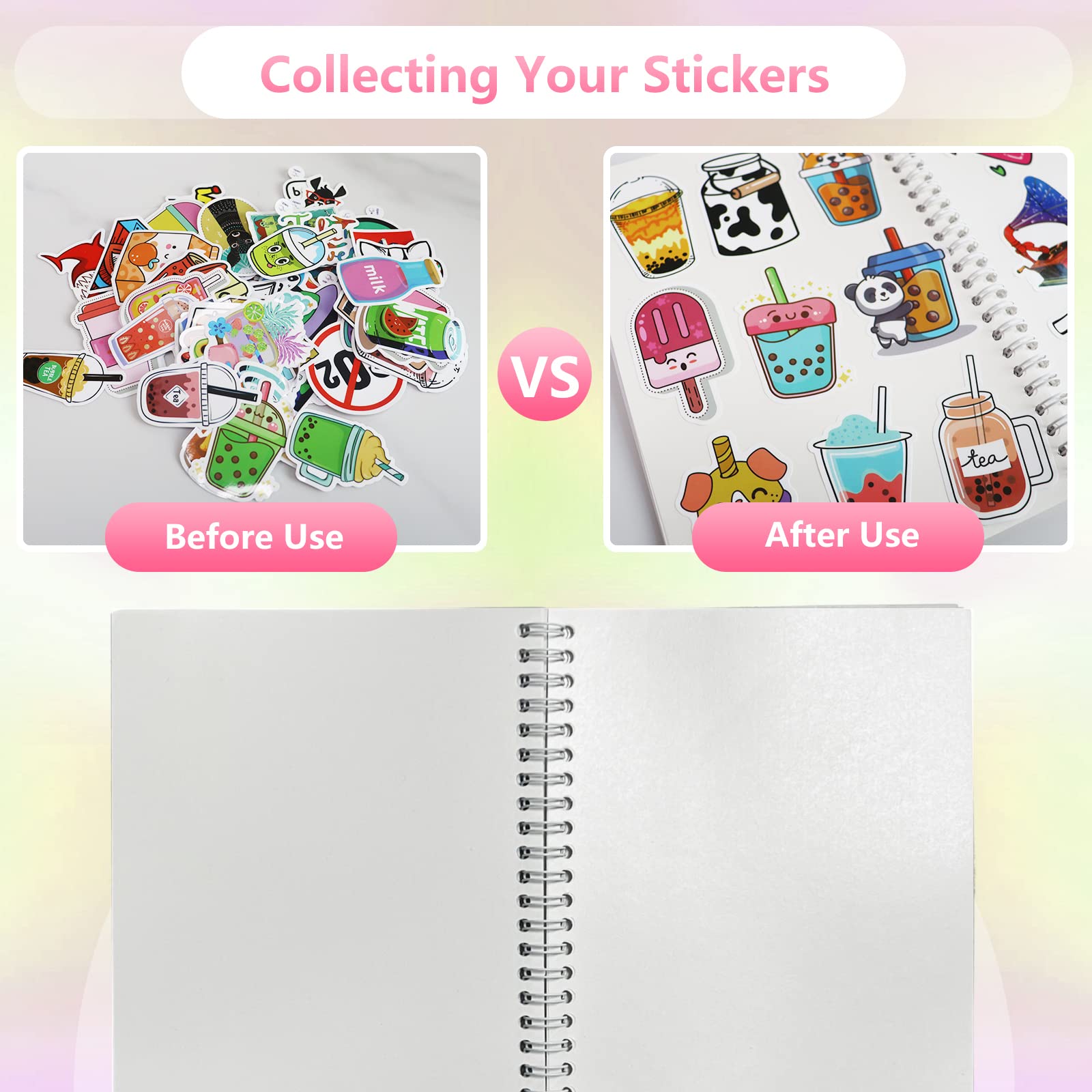 Reusable Sticker Storage Book Collecting Album Blank Stickers Organizer Book A5 Size with 40 Sheets Blank Release Paper for Stickers Holder Collection (BLUE-2)