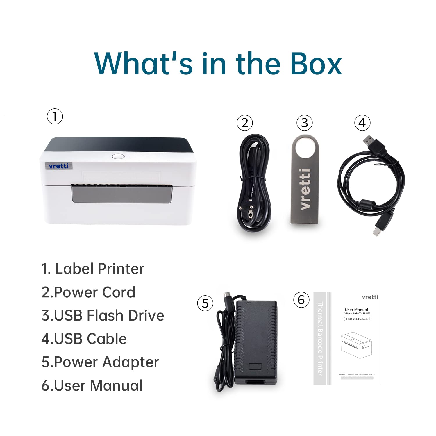 vretti Shipping Label Printer, 4x6 USB Desktop Barcode Label Printer for Small Business & Shipping Packages Compatible with Mac, Windows, Linux, UPS, USPS