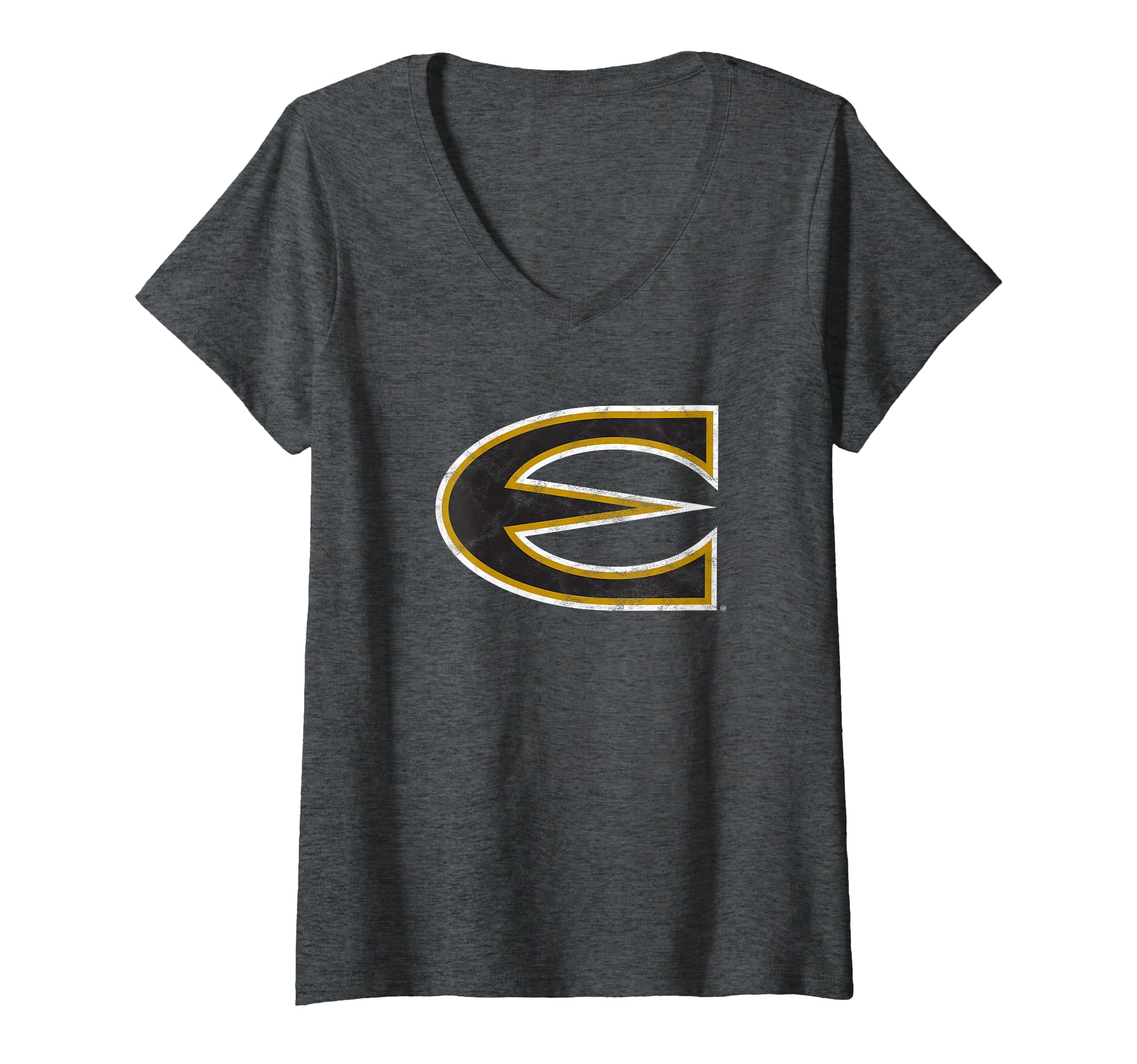 Womens Emporia State University ESU Hornets Distressed Primary V-Neck T-Shirt