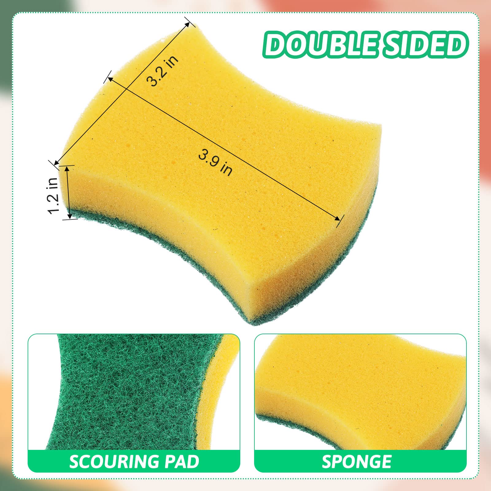 Zubebe 100 Pcs Cleaning Sponge Dual Sided Scrub Sponge Non Scratch Kitchen Sponge for Sink Dishwashing, 4 Colors
