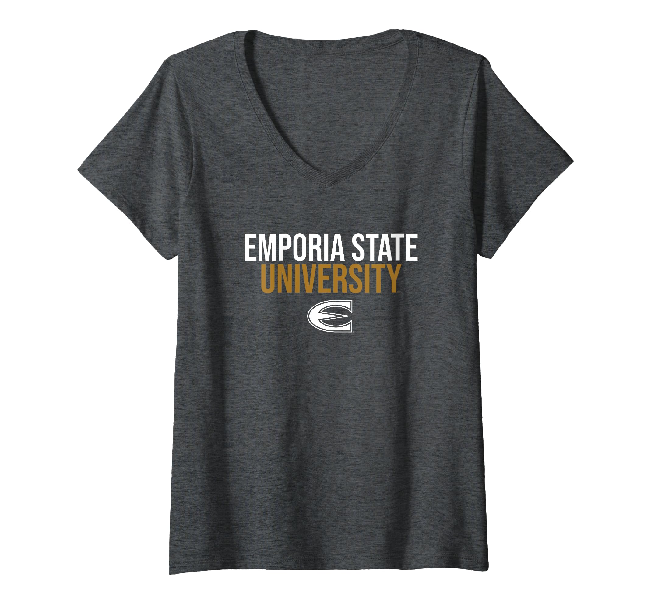 Womens Emporia State University ESU Hornets Stacked V-Neck T-Shirt