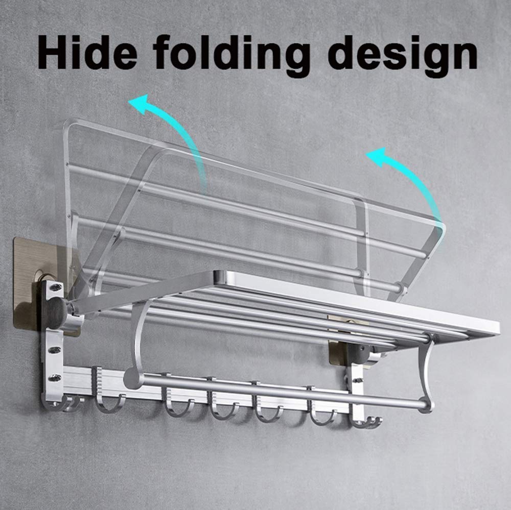 Bathroom Towel Rack,Hanging Over The Kitchen Cupboard Door,with Double Towel Bars and Multiple Hooks,Solid Aluminum Alloy Matte Finish(Towel Rack only)