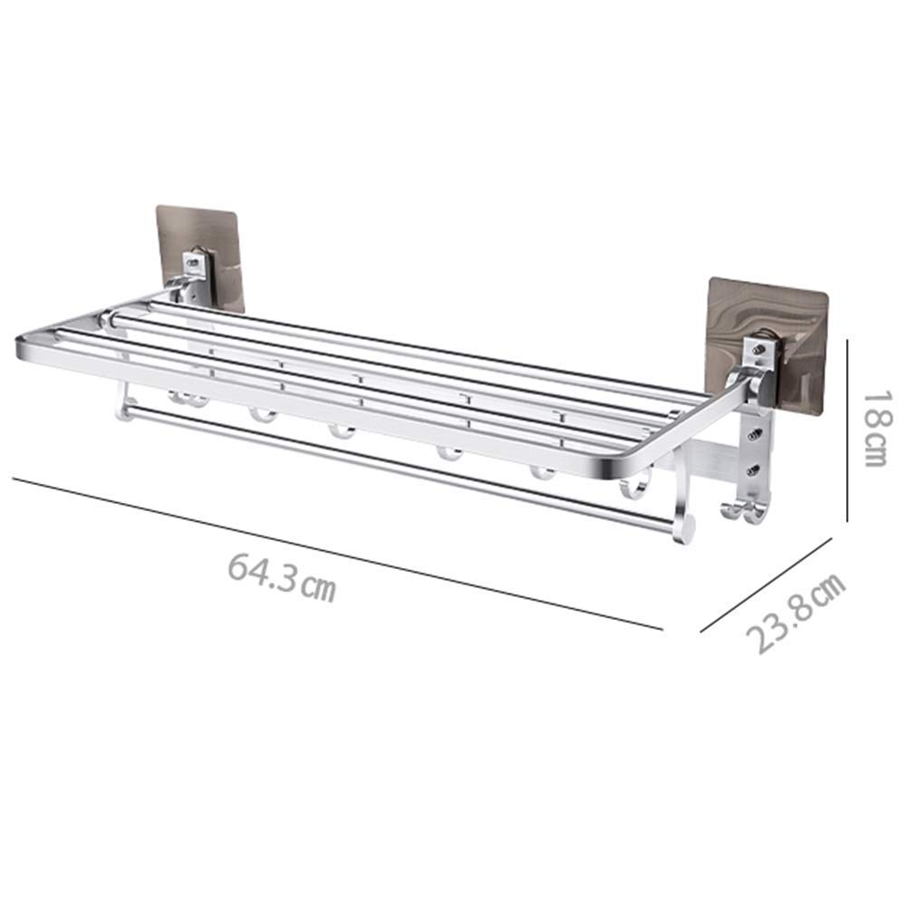 Bathroom Towel Rack,Hanging Over The Kitchen Cupboard Door,with Double Towel Bars and Multiple Hooks,Solid Aluminum Alloy Matte Finish(Towel Rack only)