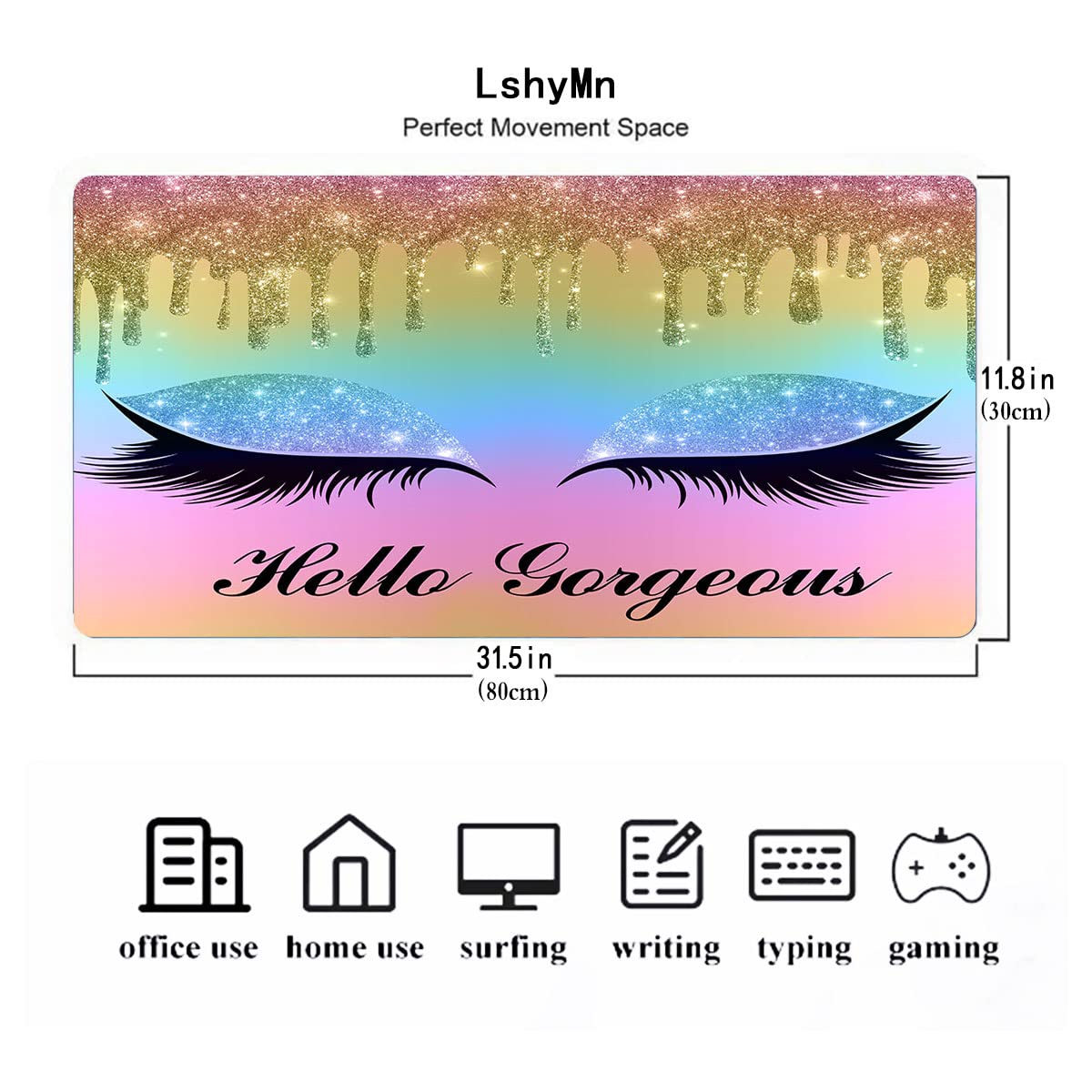 LshyMn Game Large Mouse Pad 31.5x11.8x0.12 Inches Rubber Anti-Slip Mouse Pad Long Table Pad Keyboard Pad Desktop Accessories Mouse Pad for Studio Desk Computer Desk BDXPMN122
