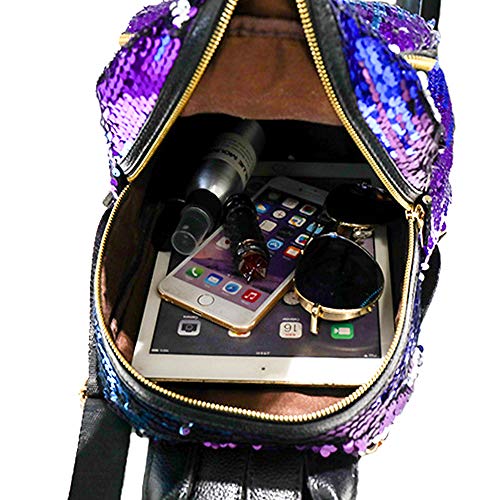 Chiclinco Mini Sparklely Mermaid Sequin Backpack Rucksack Schoolbag for Women Teenage Girls (Blue & Green)