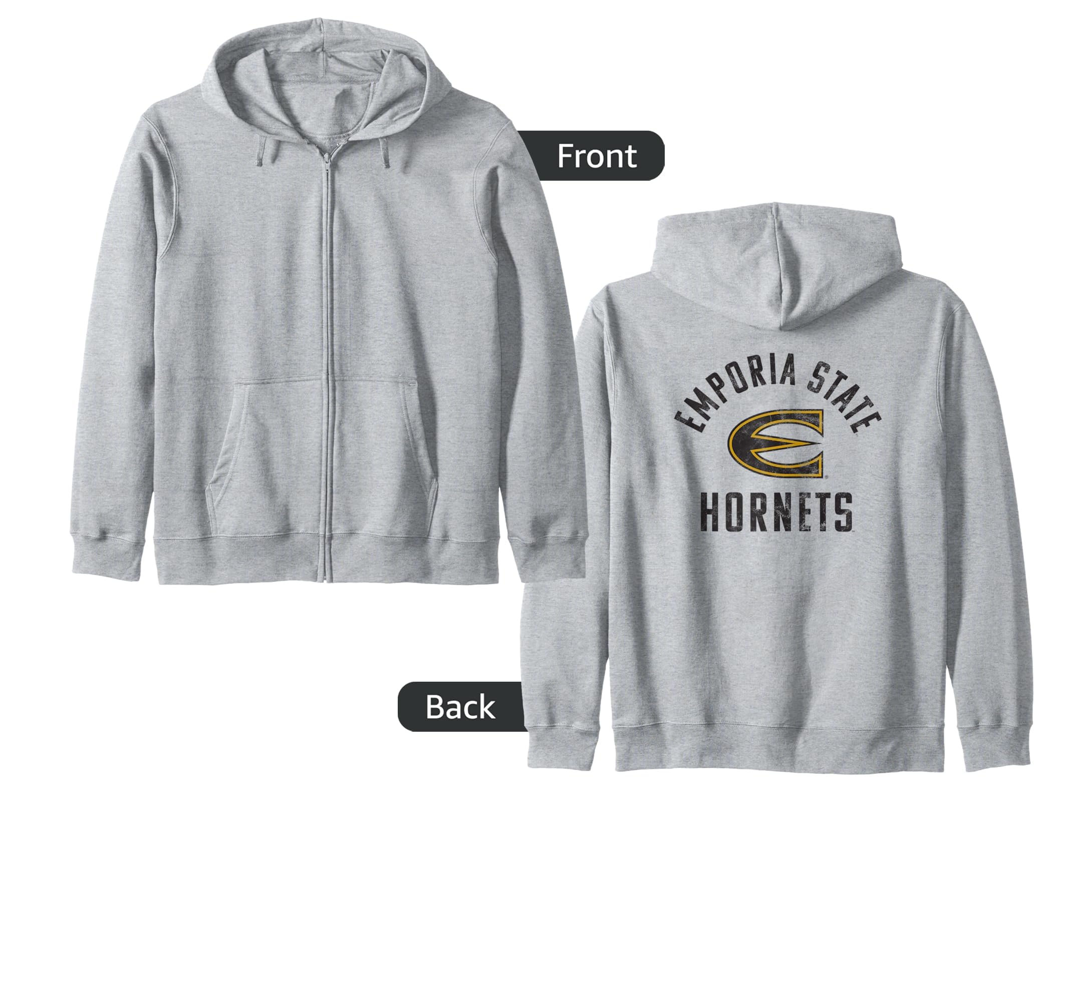 Emporia State University ESU Hornets Large Zip Hoodie