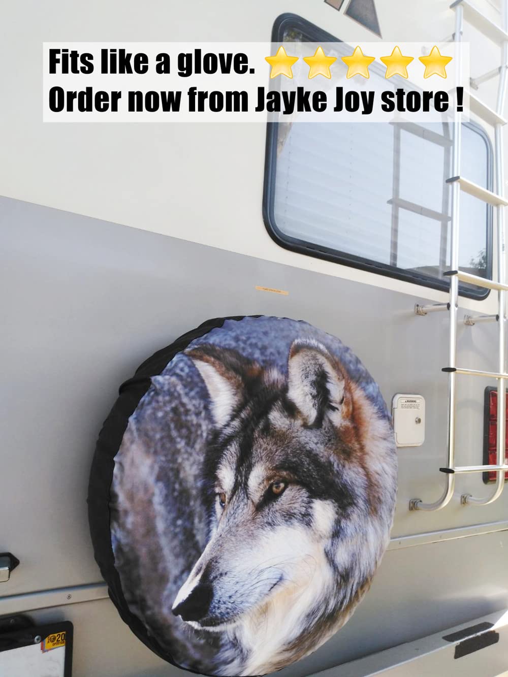 Spare Tire Cover, Wheel Cover with Wolf Print Waterproof Dust-Proof Universal Fit for Jeep, Trailer, RV, SUV, and Camper Van (14 Inch)