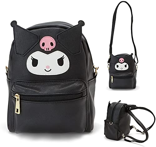 Jeinju Kawaii Backpack Cute PU Bag Shoulder Bag for Girls Anime Mini Backpack Black For Girl Anime Backpack (Black1, One Size)
