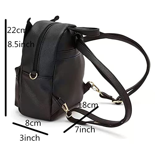 Jeinju Kawaii Backpack Cute PU Bag Shoulder Bag for Girls Anime Mini Backpack Black For Girl Anime Backpack (Black1, One Size)