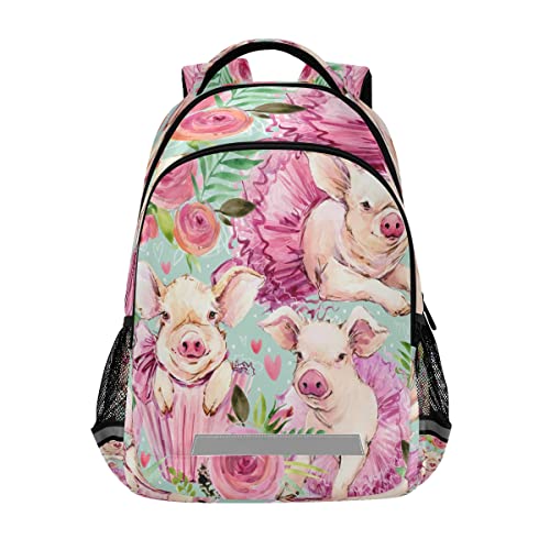 ALAZA Cute Pig Leaf Animal Cake Large Backpack Travel College School Shoulder Laptop Bag Daypack Bookbag