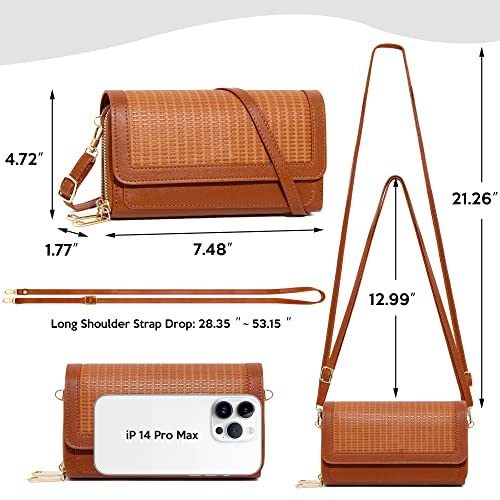 Badiya Small Crossbody Bags for Women Cell Phone Purse Wallet Shoulder Handbag with Credit Card Slots