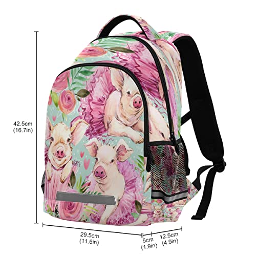 ALAZA Cute Pig Leaf Animal Cake Large Backpack Travel College School Shoulder Laptop Bag Daypack Bookbag
