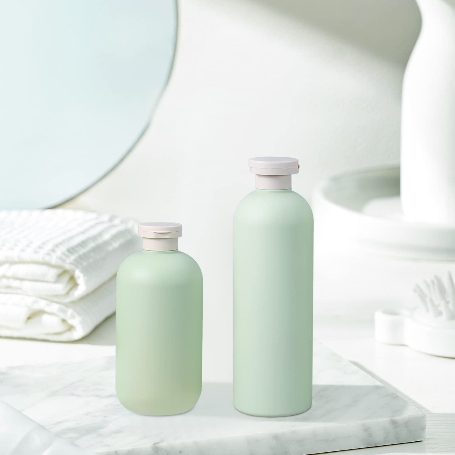UMETASS 13.5oz Squeeze Bottles with Flip Cap, Refillable Plastic Travel Bottles for Creams, Lotion, Shampoo, Conditioner (2 Pcs)