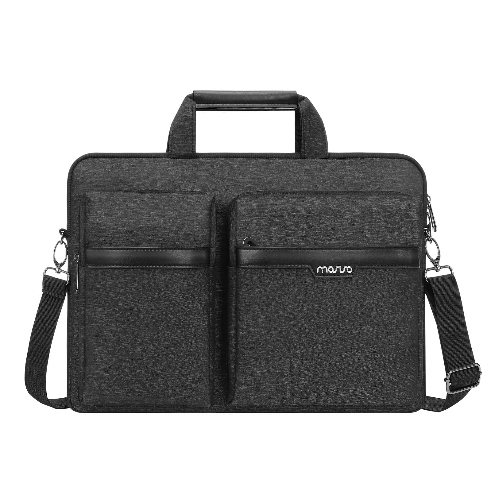 MOSISO Laptop Shoulder Bag,15 inch Computer Bag Compatible with MacBook, HP, Dell, Lenovo, Asus Notebook,15.6 inch Laptop Sleeve with 2 Raised Zipper Pockets & Hidden Pockets & Handle & Belt,Black