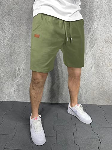 2023 Stylish Mens Chino Shorts Casual Dress Shorts Stretch Summer Twill Linen Shorts Drawstring Golf Shorts(Green,3XL)