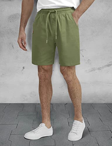 2023 Stylish Mens Chino Shorts Casual Dress Shorts Stretch Summer Twill Linen Shorts Drawstring Golf Shorts(Green,3XL)