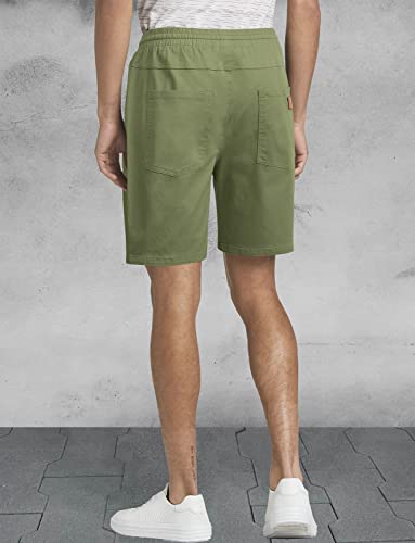 2023 Stylish Mens Chino Shorts Casual Dress Shorts Stretch Summer Twill Linen Shorts Drawstring Golf Shorts(Green,3XL)