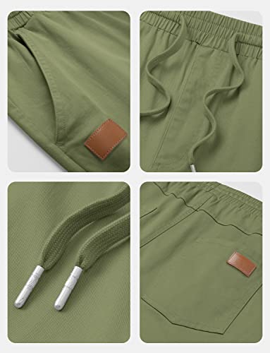 2023 Stylish Mens Chino Shorts Casual Dress Shorts Stretch Summer Twill Linen Shorts Drawstring Golf Shorts(Green,3XL)