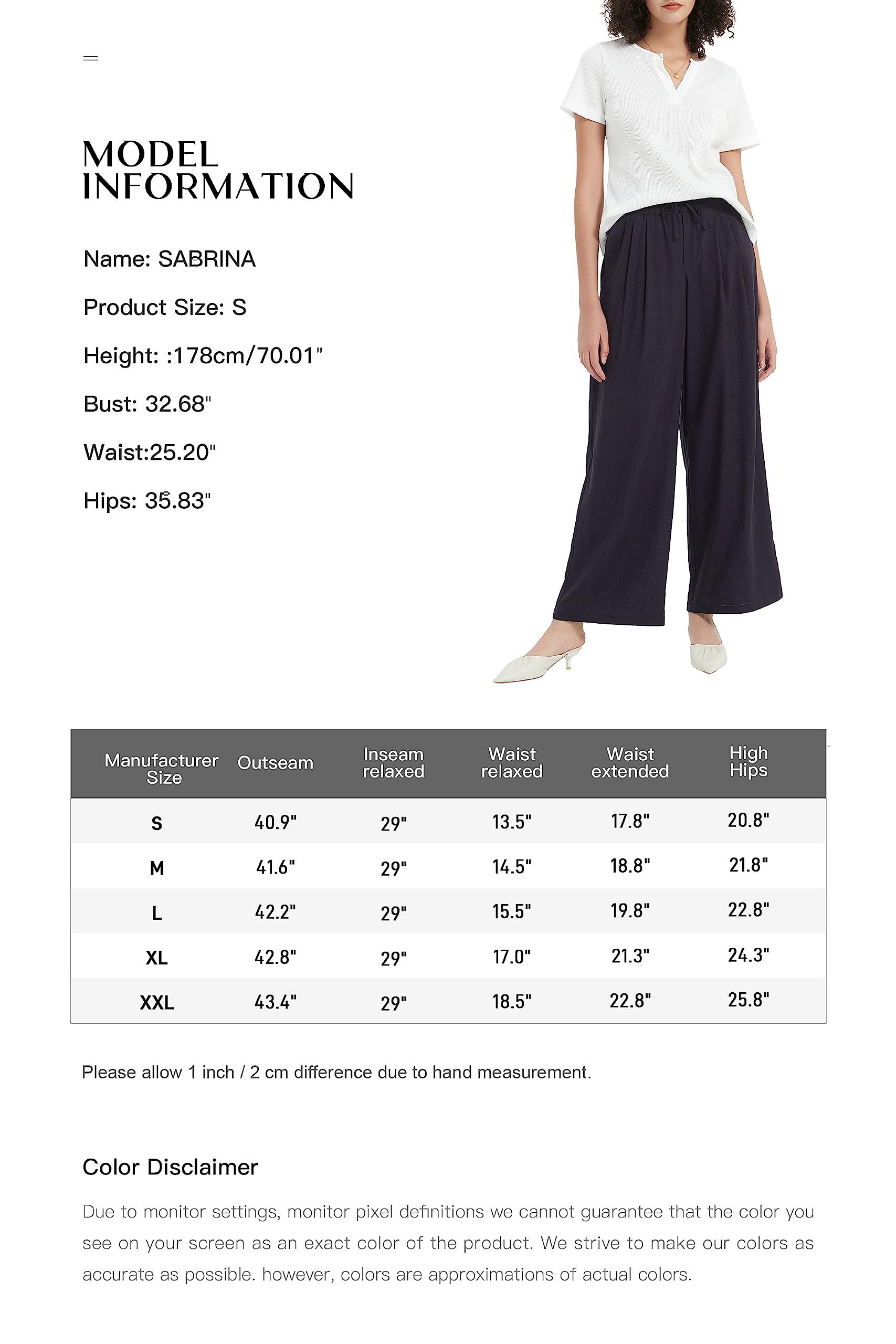 PACIBE Womens Cotton Linen Pants Summer Casual Drawstring High Waisted Palazzo Flowy Wide Leg Trousers with Pockets, XL Deep Blue
