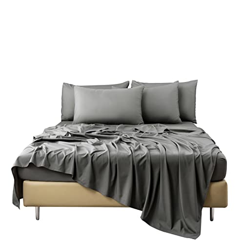 Bedlifes Full Size Sheet Sets- Cooling Sheets-Ultra Soft-Silky-Breathable-Deep Pocket- 1800 Series Bedding Set Microfiber Bed Sheets Full Size Dark Grey 4 Pieces
