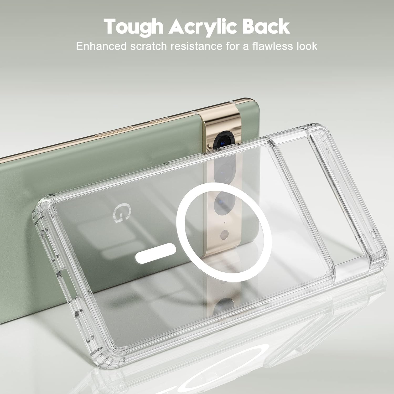 oakxco for Google Pixel 7 Pro Case Clear Magnetic Compatible with Magsafe, Thin Slim Transparent Non Yellowing, Hybrid Soft Silicone Bumper & Hard Plastic Protective Cover for Women, Clear