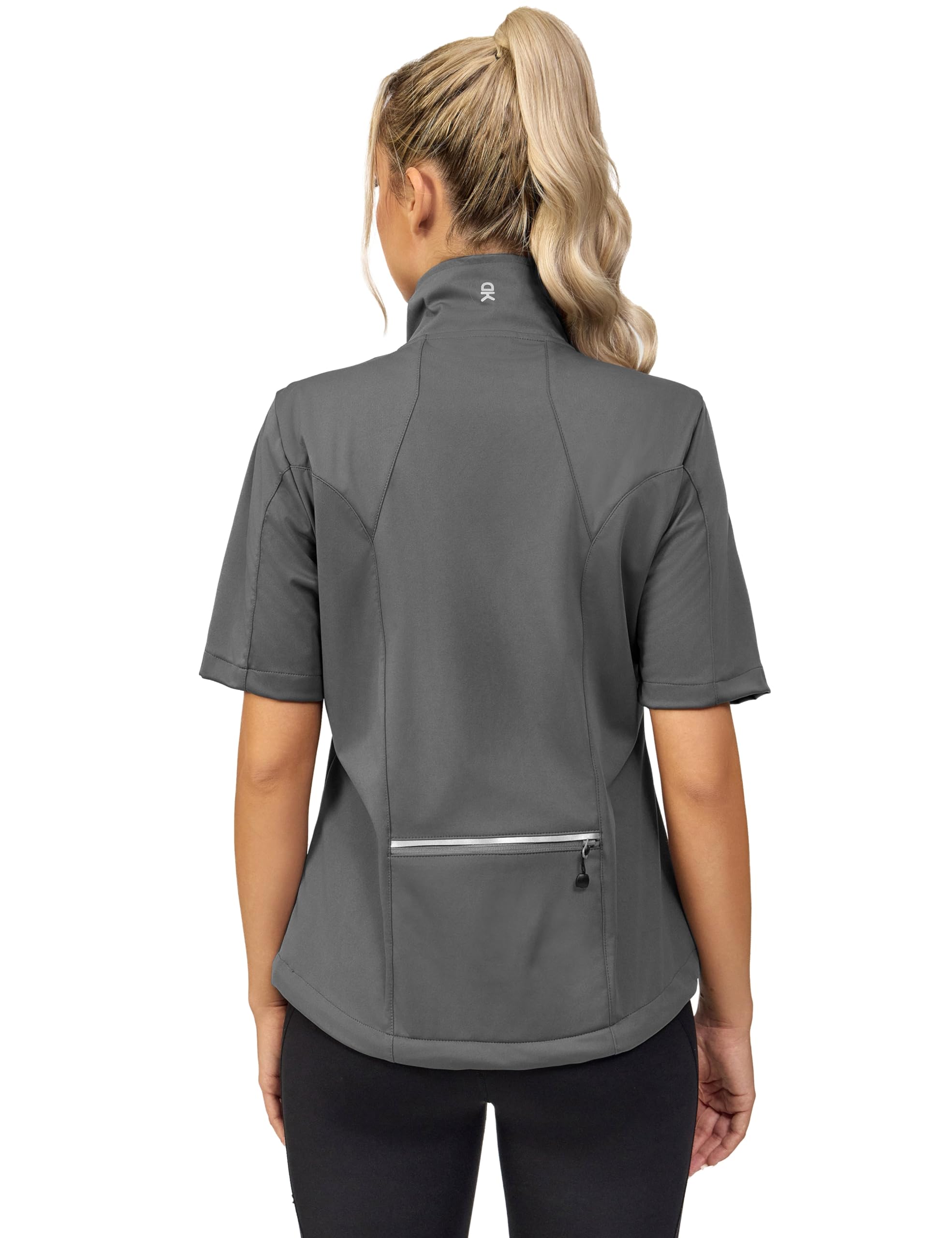Little Donkey Andy Women's Short Sleeve Jacket Windproof Lightweight Vest for Golf Hiking Running Grey M