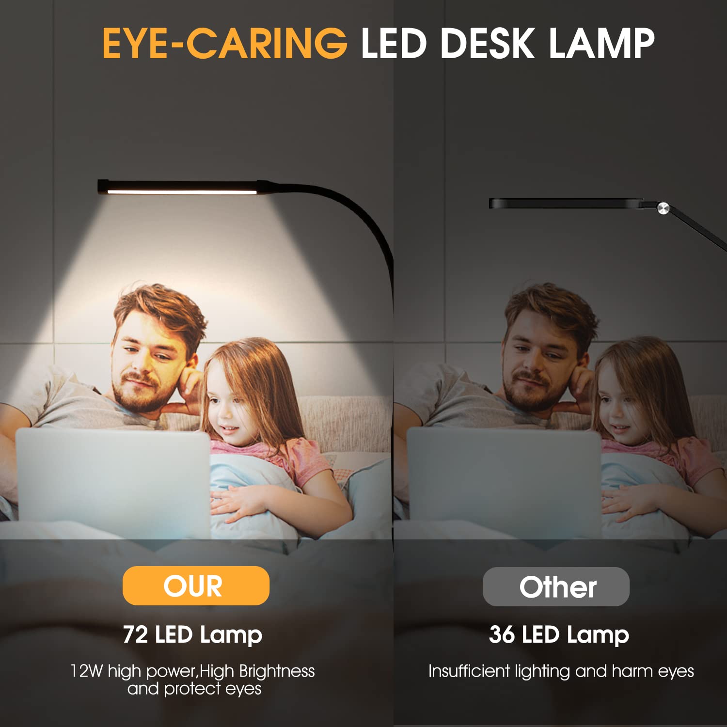 LIBORA Led Desk Lamp for Home Office, Eye-Caring Clip Lights, Architect Reading Task Clamp Lamps, 3 Modes 10 Brightness, Flexible Gooseneck, Memory Function, Black