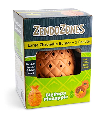 ZendoZones Big Papa Pineapple Citronella Candle Burner – 8-Hour Protection, Decorative Mosquito Repellent for Patios & Outdoor Spaces