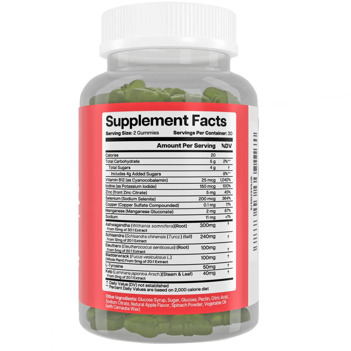 Thyroid Support Gummies - Selenium Supplement & Iodine Supplements for Thyroid Support - Energy Booster for Women and Men - Hypothyroidism Supplements with Metabolism Support