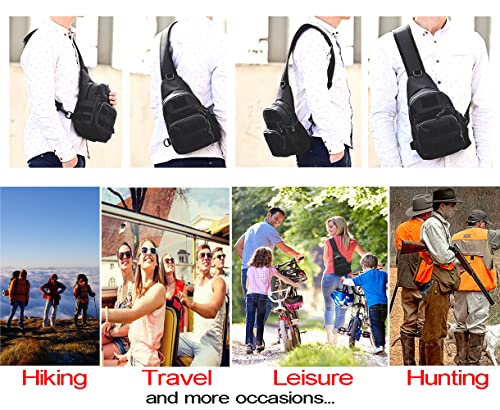 Ait fish Small Crossbody Tactical Sling Bag for Men and Women - One Shoulder Backpack for Hiking Travel - Black