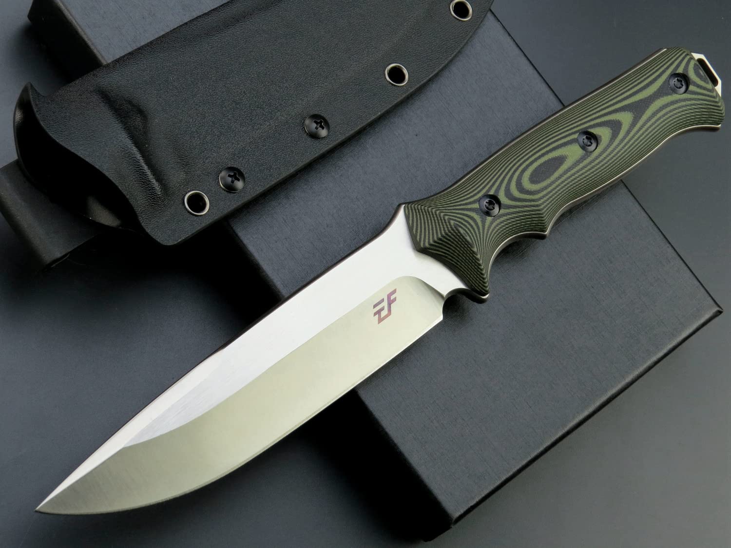Eafengrow EF128 Fixed Blade Knife DC53 Steel Blade, Two Tone G10 Handle Full Tang Fixed Knifes Straight Knife for Working Camping Hunting Adventure Field EDC Tool Knife(Silver)