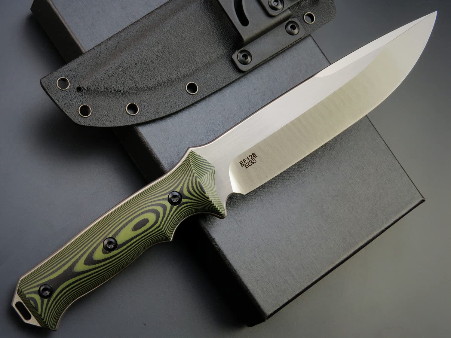 Eafengrow EF128 Fixed Blade Knife DC53 Steel Blade, Two Tone G10 Handle Full Tang Fixed Knifes Straight Knife for Working Camping Hunting Adventure Field EDC Tool Knife(Silver)