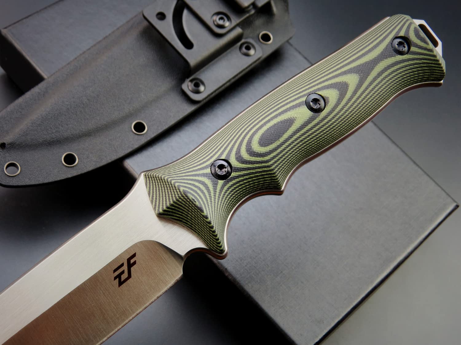 Eafengrow EF128 Fixed Blade Knife DC53 Steel Blade, Two Tone G10 Handle Full Tang Fixed Knifes Straight Knife for Working Camping Hunting Adventure Field EDC Tool Knife(Silver)