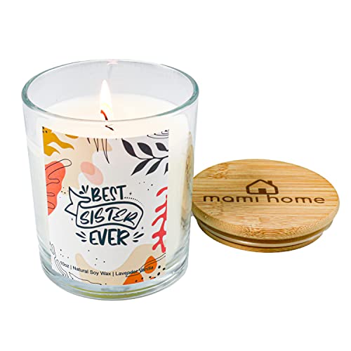 Happy Birthday Sister Scented Candle for Christmas- I Love You Sister Candle for Sister, BFF, Funny Sister in Law Birthday Gifts, 10 Oz (Lavender Vanilla - V2)