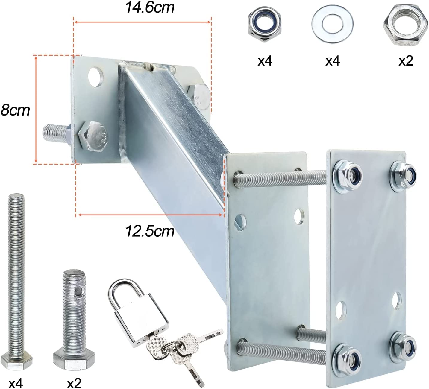 Yaegoo Spare Tire Carrier with Lock for Most 4&5 Lugs Wheel on 3.94″ 4″ 4.25″ 4.72″ Bolt, 120lb Weight Capacity (Silver)