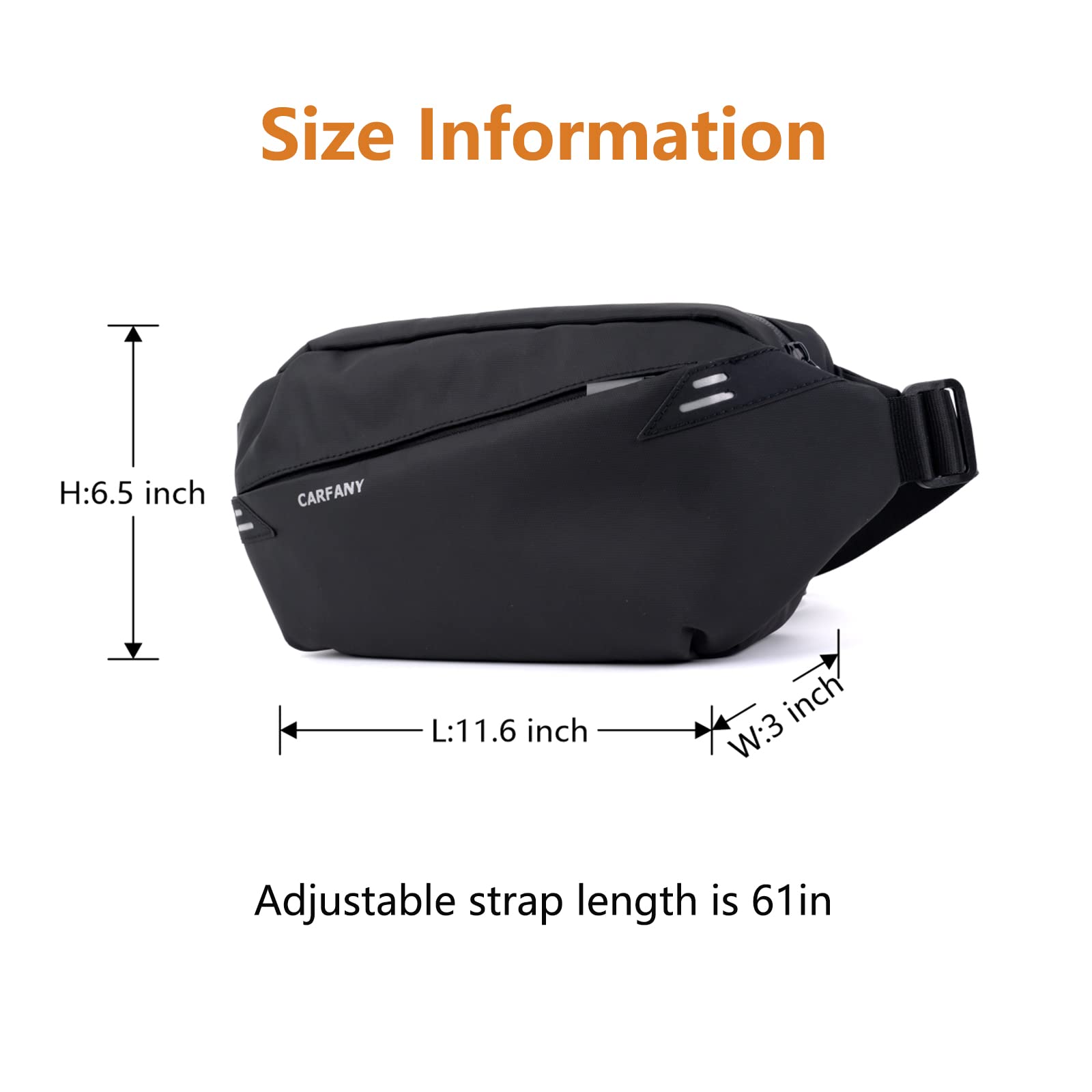Carfany Expandable Crossbody Sling Bag Unisex Water Resistant Chest Shoulder Backpack Casual Daypack For Travel Outdoor