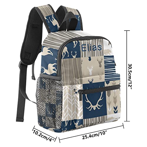 Eiis Woodland Forest Deer Bear Personalized School Backpack for Teen Kid-Boy /Girl Toddler Daypack Kindergarten One Size P22889 P22889