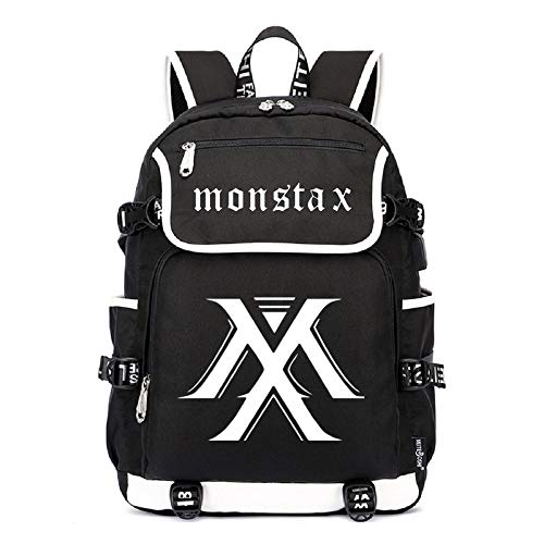 JUSTGOGO Luminous KPOP MONSTA X Backpack Daypack Laptop Bag College Bag Book Bag School Bag with USB Charging Port