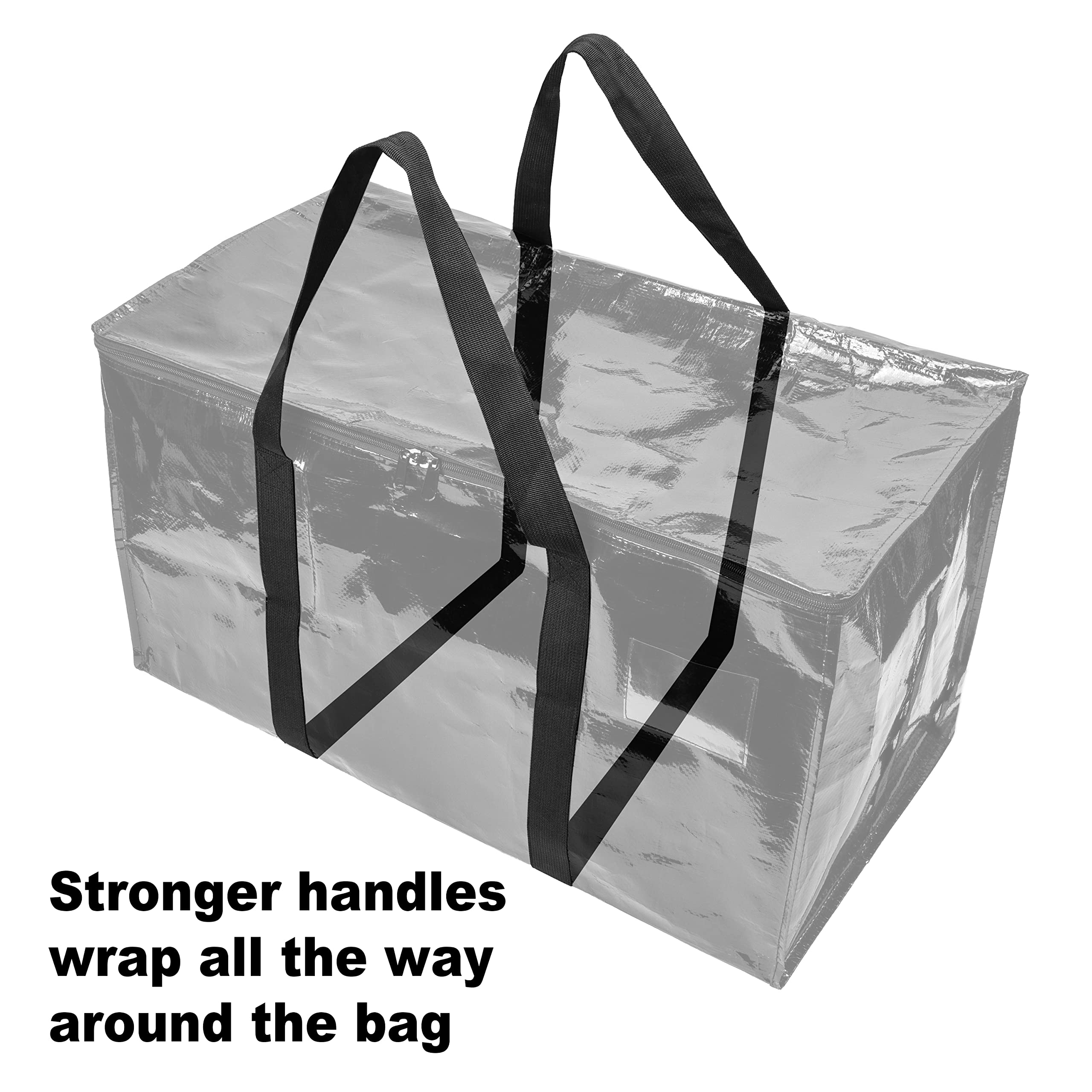 BAG-THAT! 4-Pack Black Moving Bags, Extra Large Storage Bags with Zipper, Water Resistant Packing Bags for Moving Supplies, Heavy Duty Moving Totes with Carrying Handle