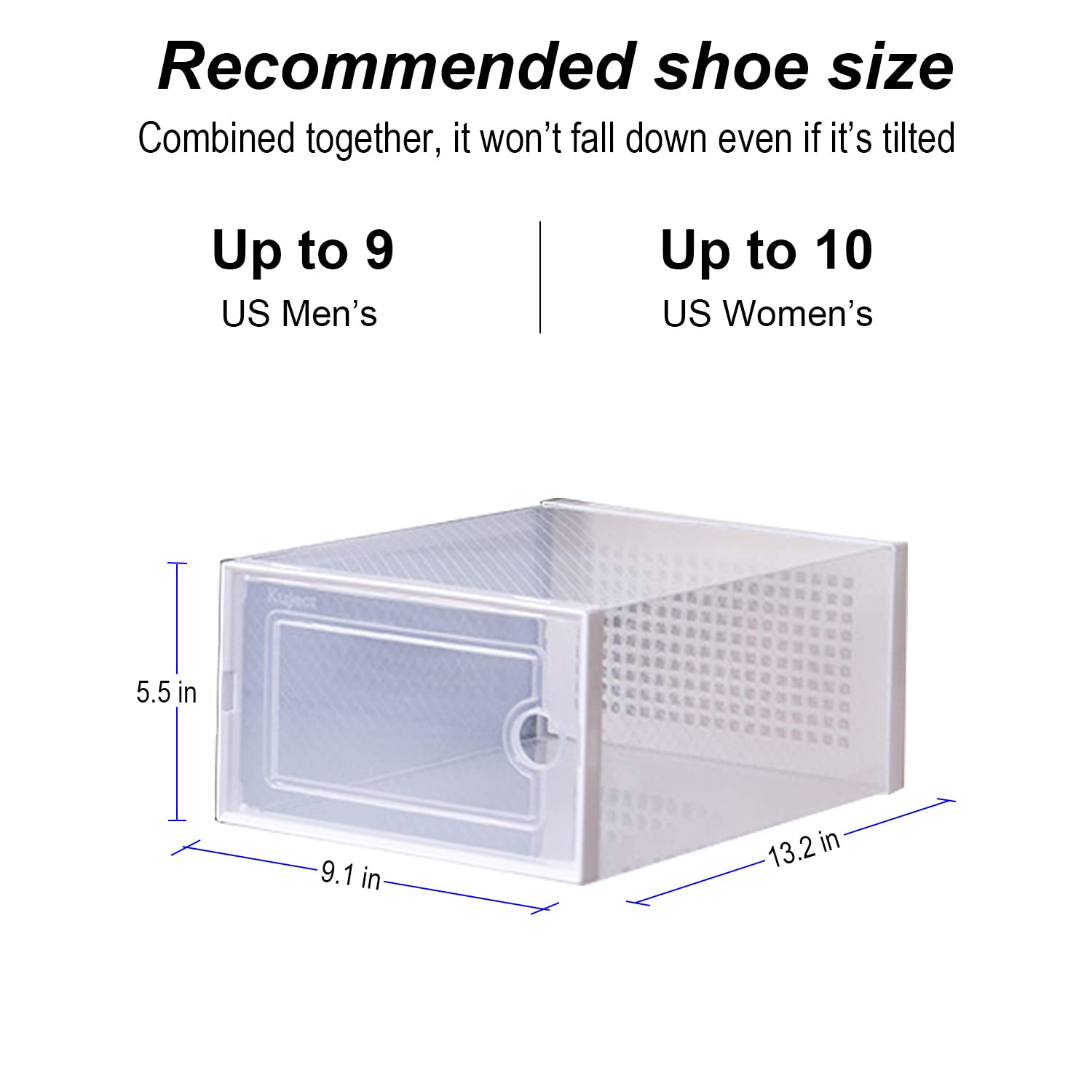 Shoe Storage Box 12 Pack Clear Plastic Foldable Shoe Rack Bin Sneaker Container Stackable Shoe Shelf Case Shoes Organizer for Closet Organizador de Zapatos (12boxes white medium)