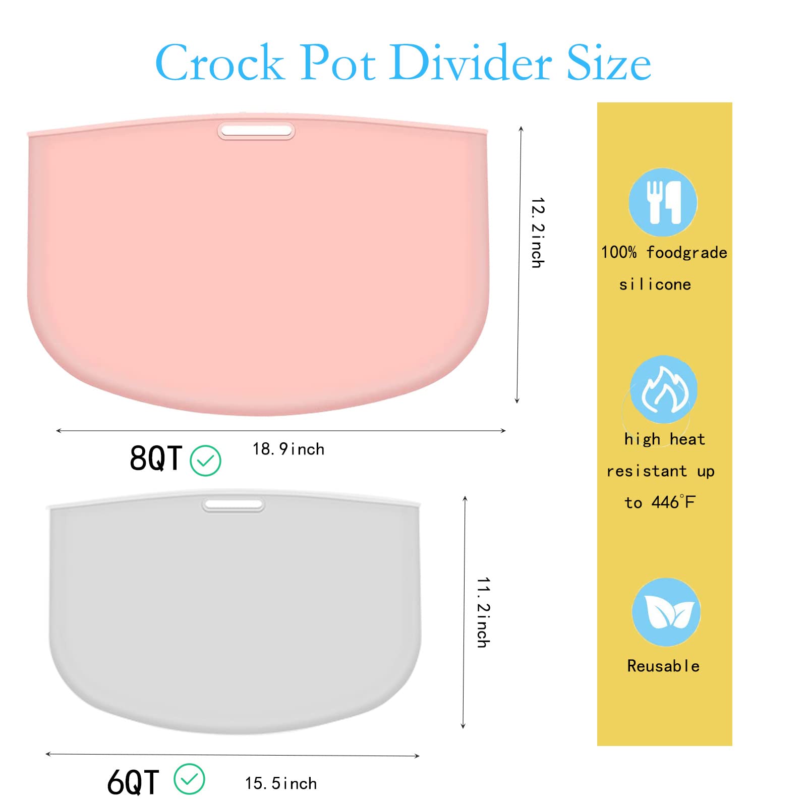 2 Pack Silicone Slow Cooker Liners Fits for 7-8 QT Crockpot, Reusable Silicone Crockpot Liner, Reusable Leakproof, Easy Clean (Pink+Gray) Bags, BPA Free and Dishwasher Safe