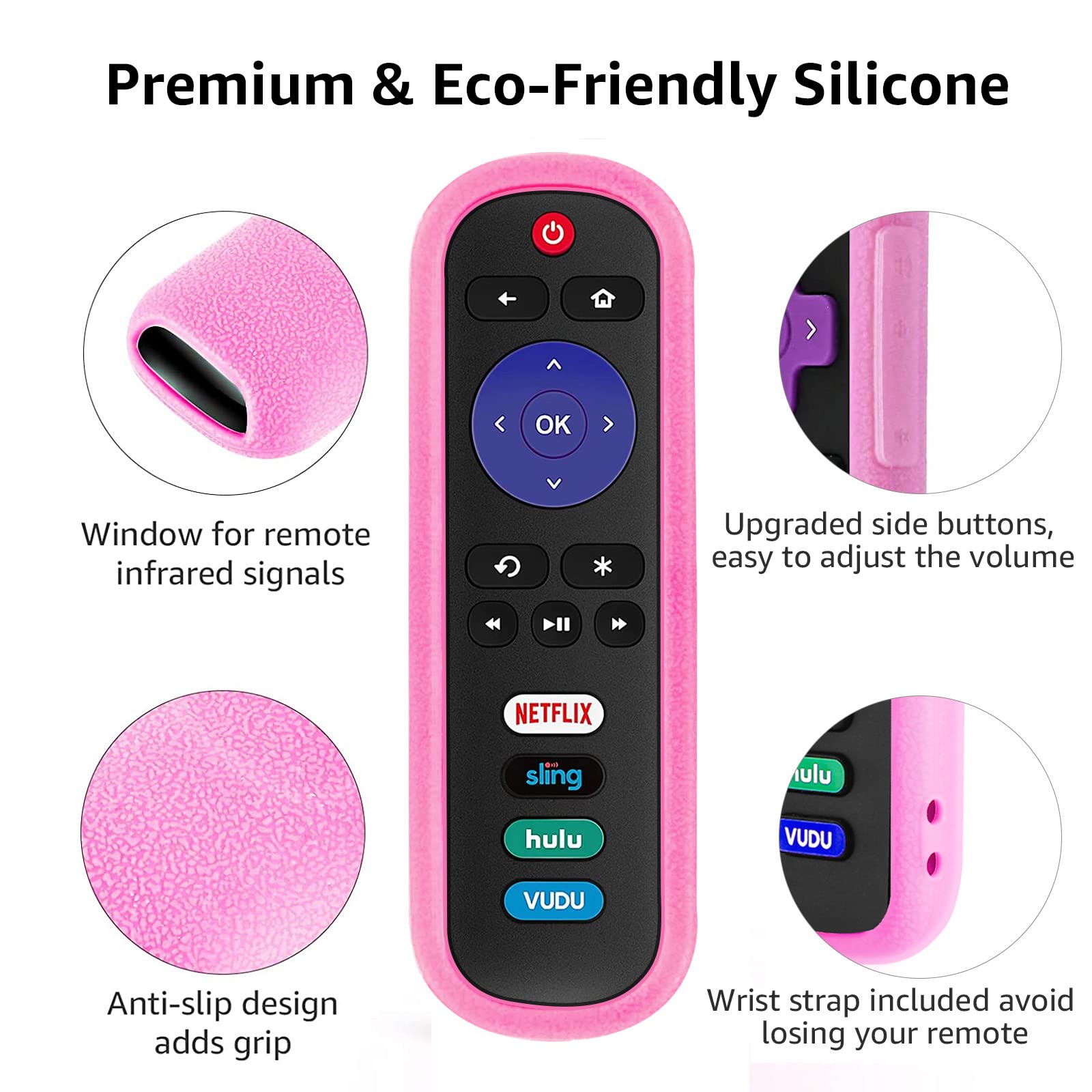 [3Pack] Roku Remote Cover Silicone Protective Sleeve Skin, Battery Cover for TCL Roku Smart TV Steaming Stick Remote, Controller Case Glow in The Dark (Green Blue Pink)