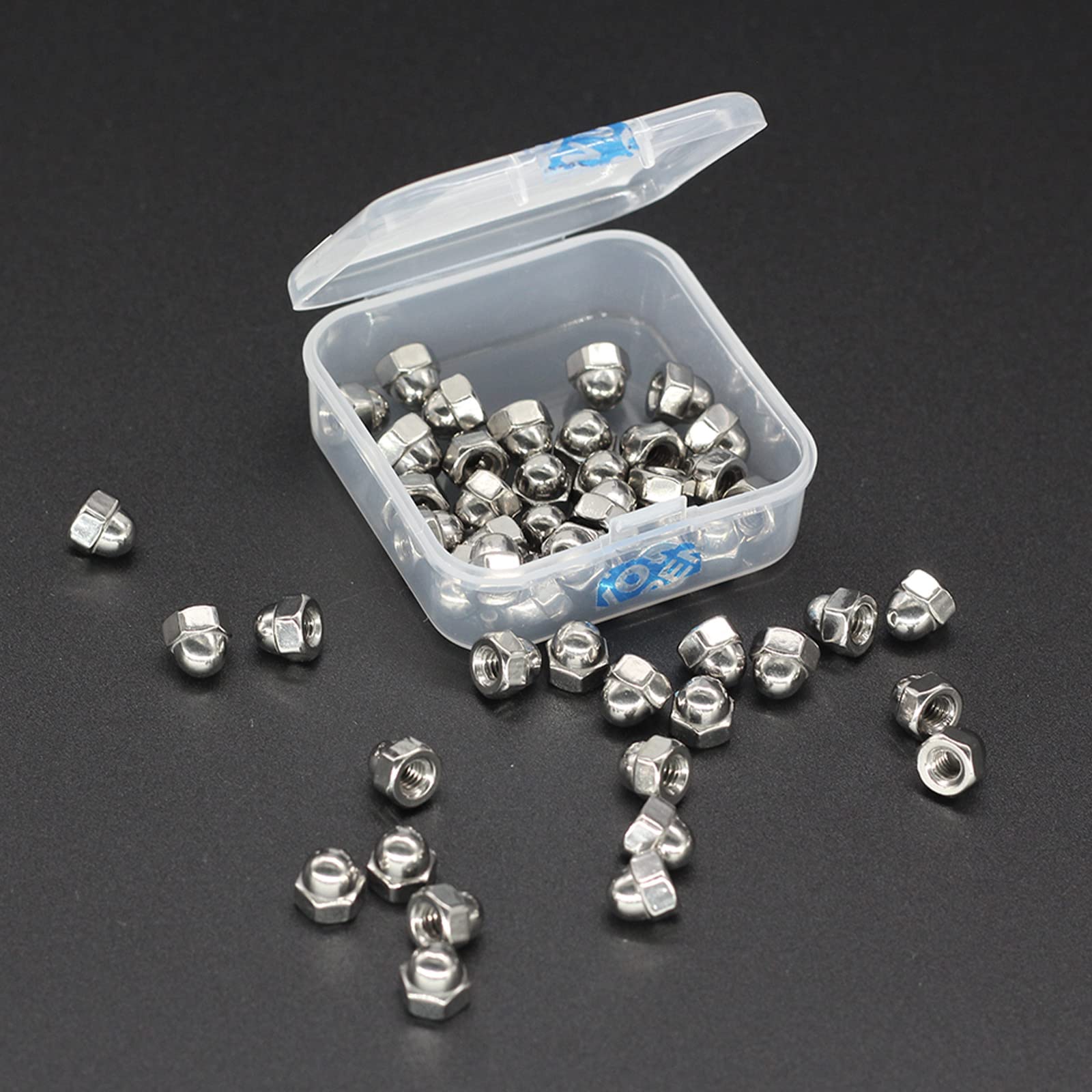 50pcs 10#-24 Acorn Cap Nuts, INCONTESTA 304 Stainless Steel Hex Acorn Cap Nut, Decorative Round Head Cover Dome Nuts