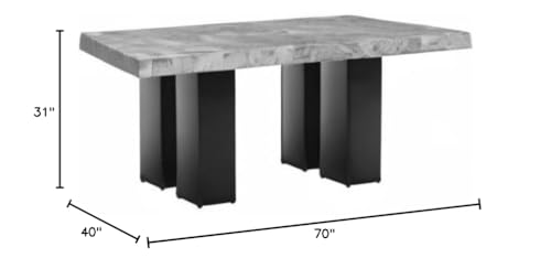 Steve Silver Company Camila Modern Rectangle Marble Top Dining Table with 4 Wide Espresso Legs, Seats up to 6 People, in Gray Finish