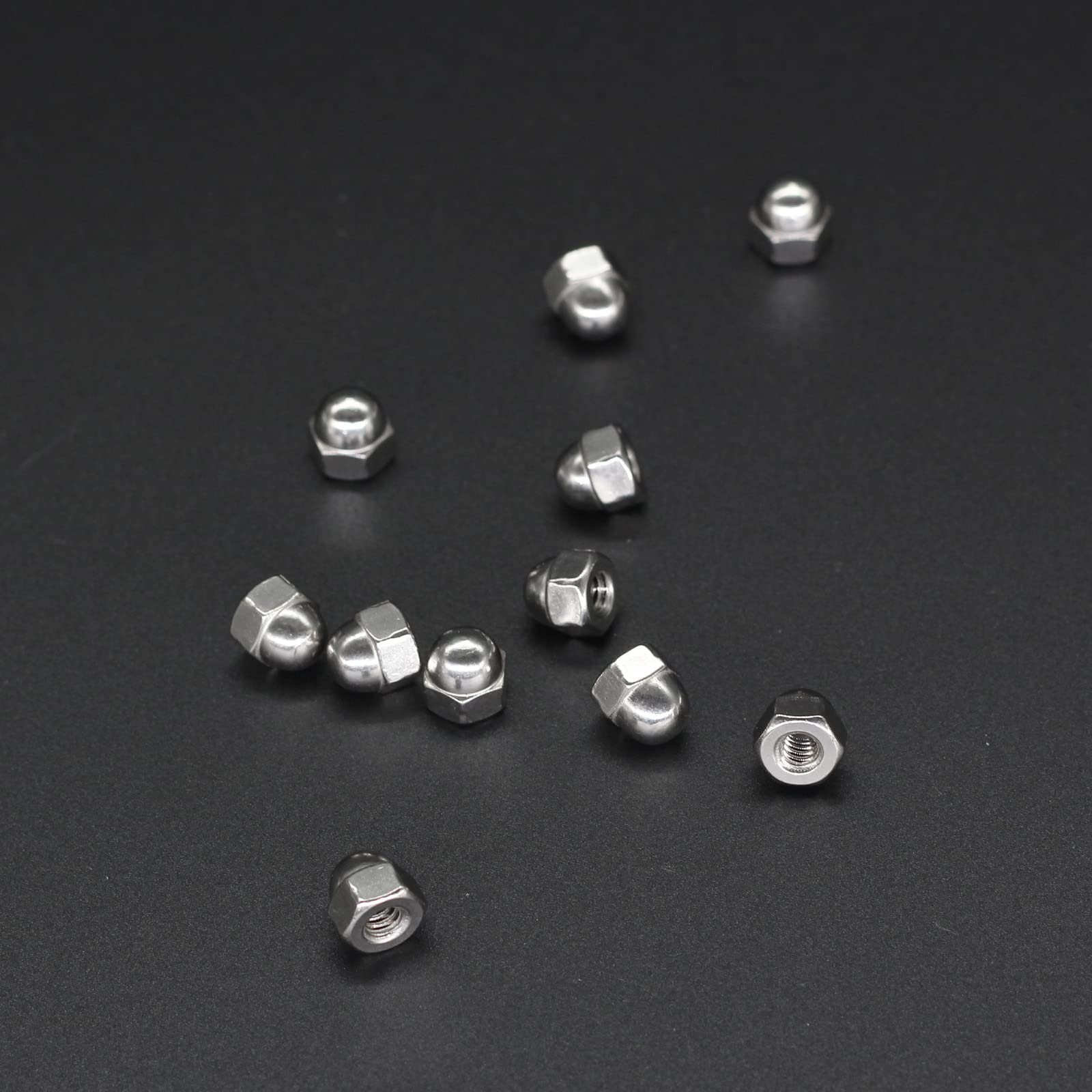 50pcs 10#-24 Acorn Cap Nuts, INCONTESTA 304 Stainless Steel Hex Acorn Cap Nut, Decorative Round Head Cover Dome Nuts
