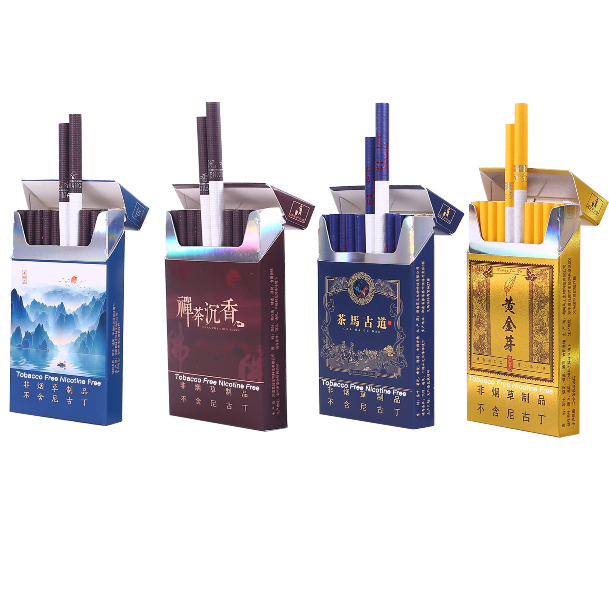 Herbal Cigarettes - Tobacco and Nicotine Free, Infused with Natural Herbs and Honey (4 Packs, 80 Smokes)