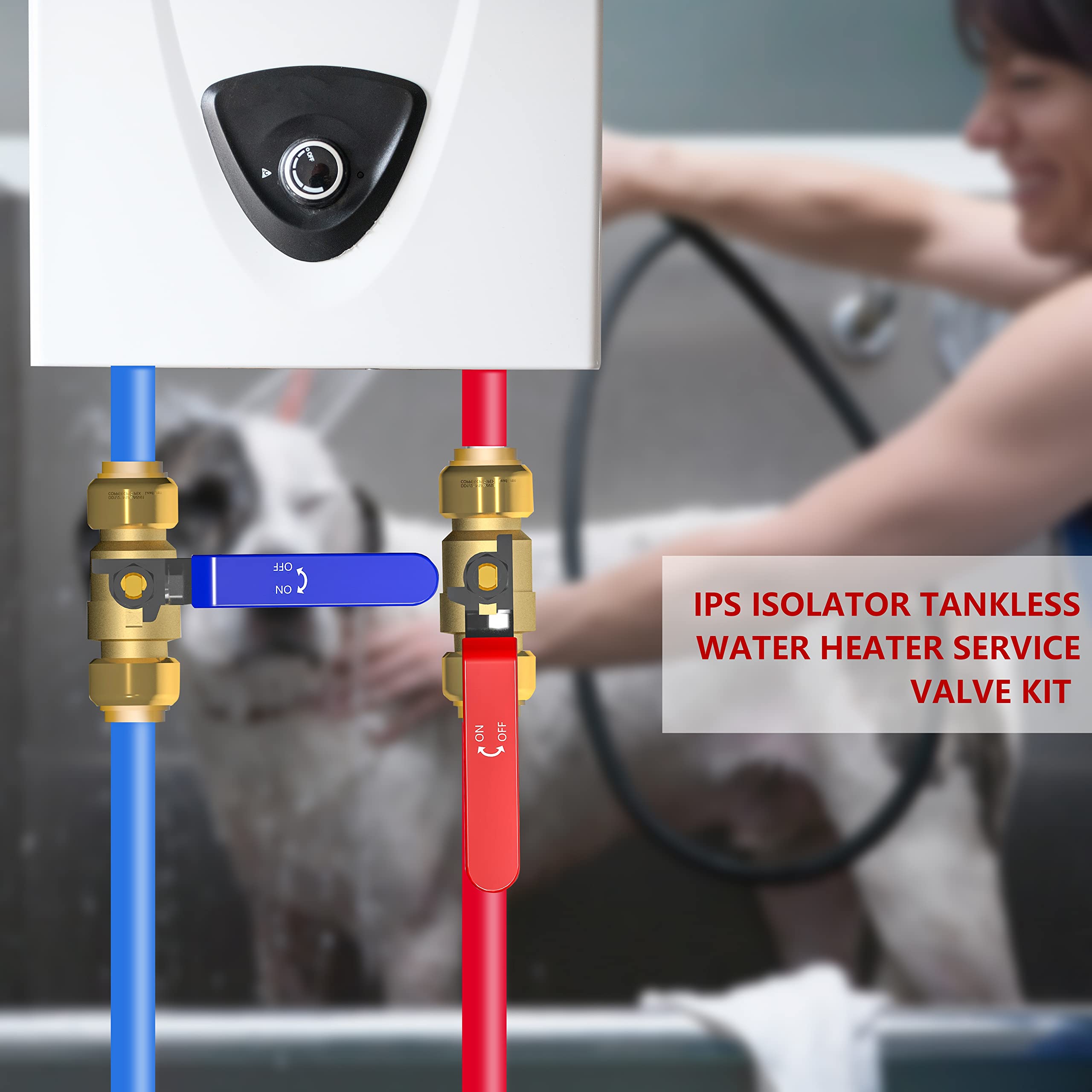 Hourleey 2 Pieces 1/2 Inch Push-Fit Full Port Ball Valve for Hot and Cold Water with Disconnect Clip, Water Stop Shut Off, 1 Piece Each