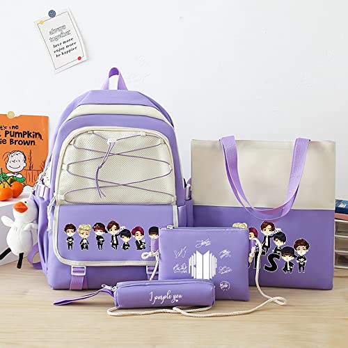Alikpop Backpack Jimin Suga Jin Taehyung V Jungkook Korean Casual Backpack Daypack Laptop College Bag Bookbag School Backpack (Pink1)